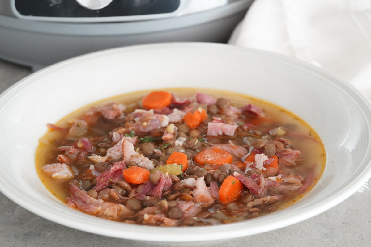 Instant Pot Ham and Lentil Soup - A Pressure Cooker Kitchen